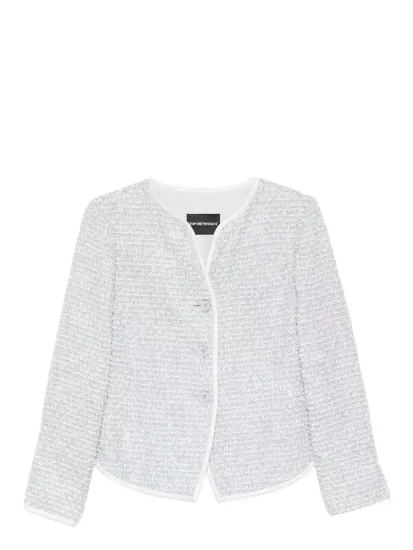 Emporio Armani V-neck Tweed Jacket - Grey