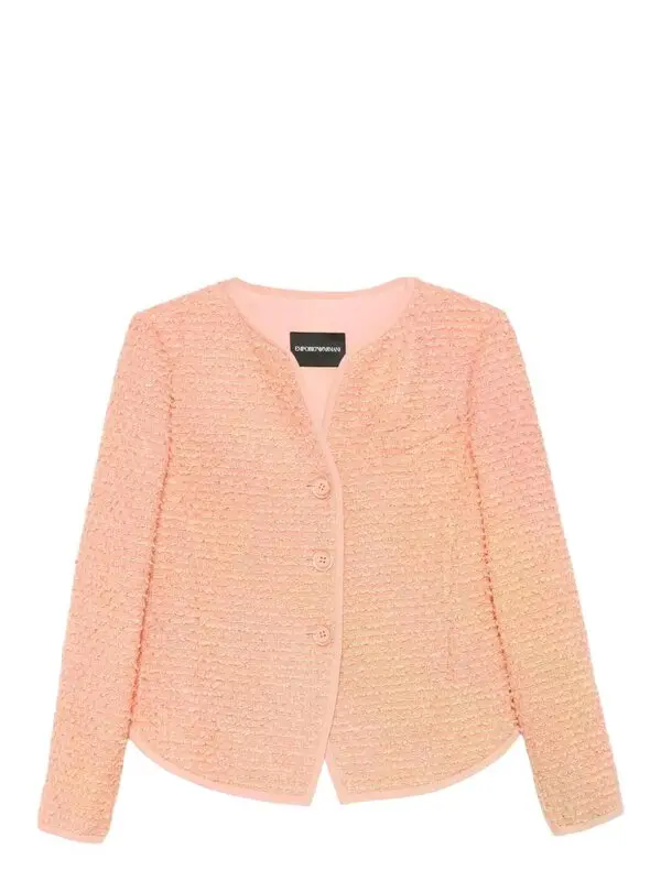 Emporio Armani Trim-detail Tweed Jacket - Pink