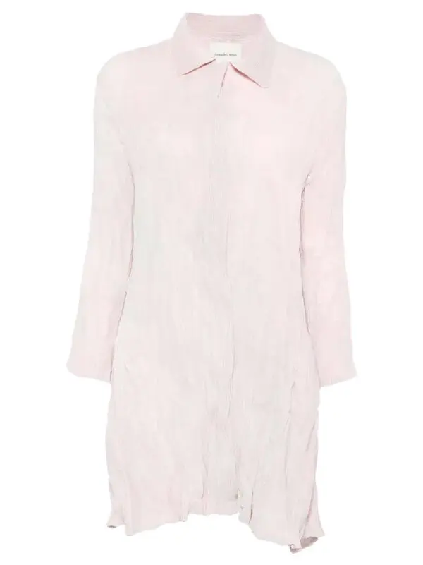 GONGDID DESIGN Pleated Mini Shirt Dress - Pink
