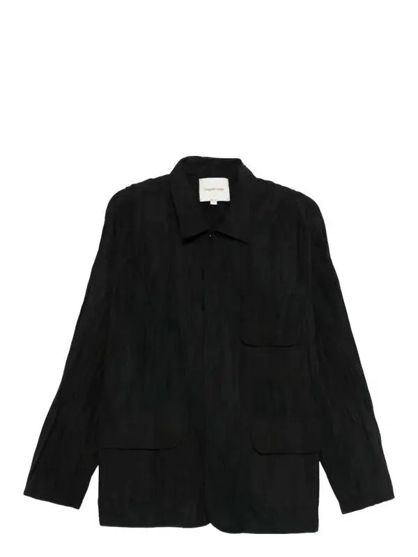 GONGDID DESIGN Textured Pocketed Shirt Jacket - Black
