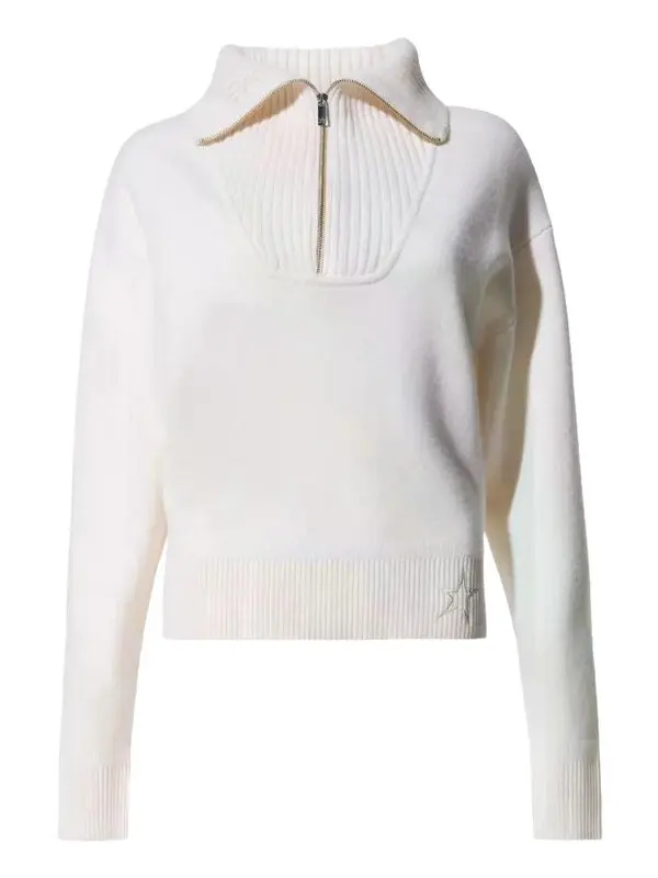 Perfect Moment Half Zip Ribbed Top - Neutrals