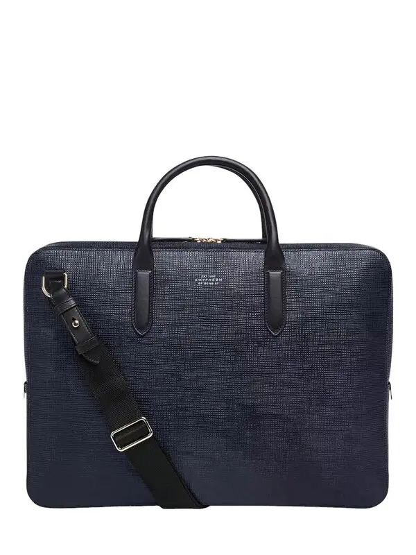 Smythson Large Panama Briefcase - Blue
