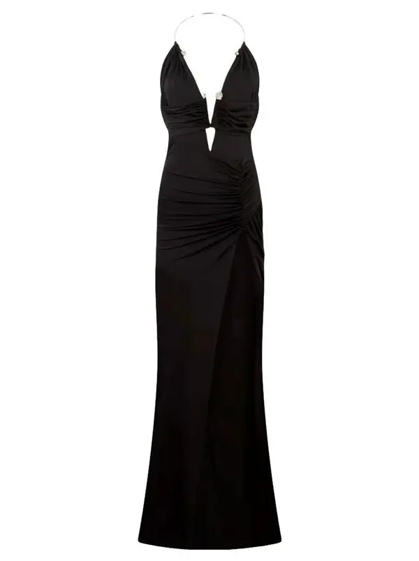 Philipp Plein Pierced Slit Maxi Dress - Black