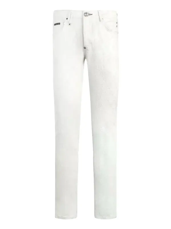 Philipp Plein Monogram Straight Leg Jeans - White