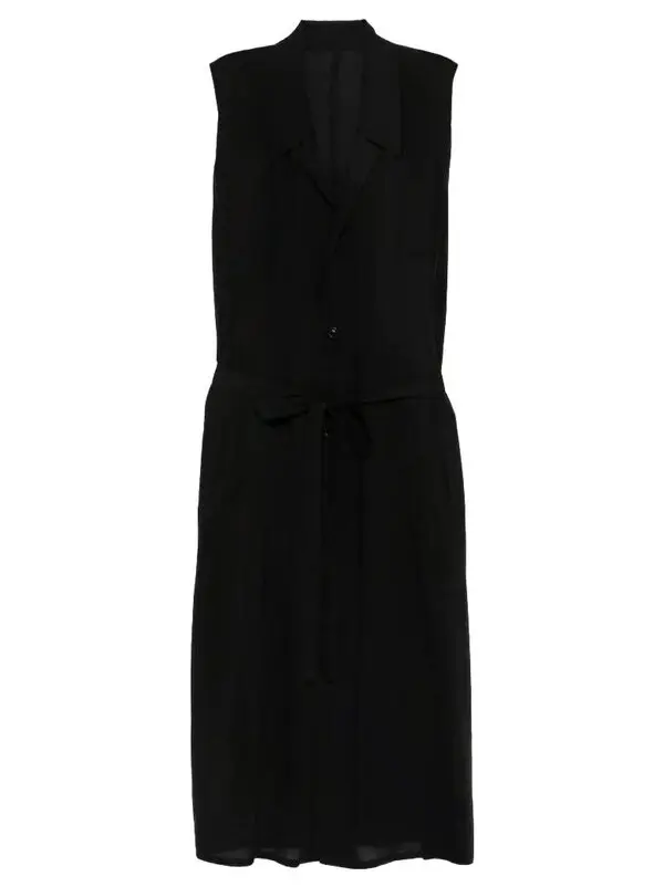 Y’s Tie-waist Collared Midi Dress - Black