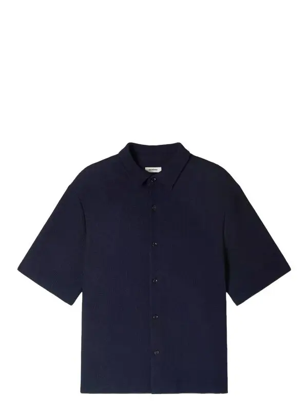 Sandro Textured-look Shirt With A Shark Collar - Black