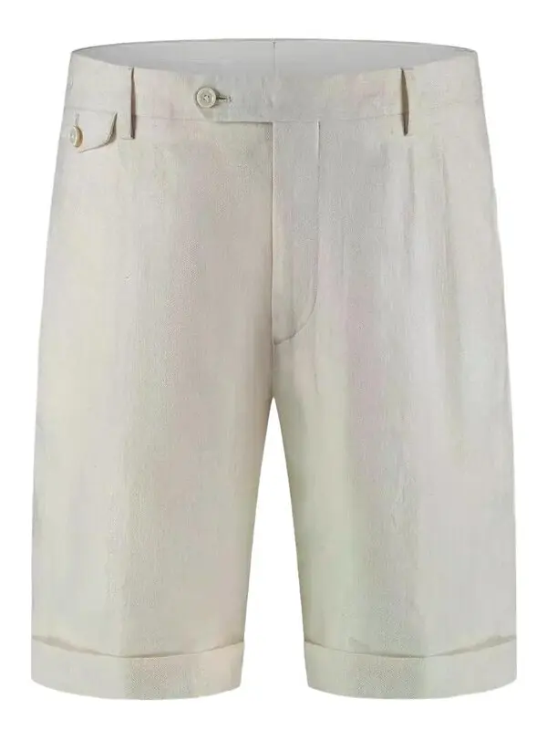 LARDINI Cuffed Linen Shorts - Neutrals