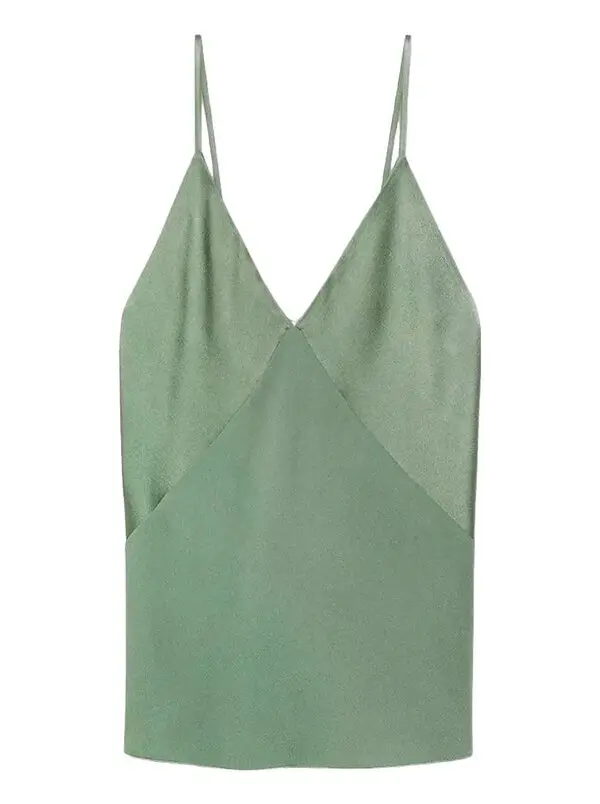 FORTE_FORTE Satin V-neck Slip Top - Green