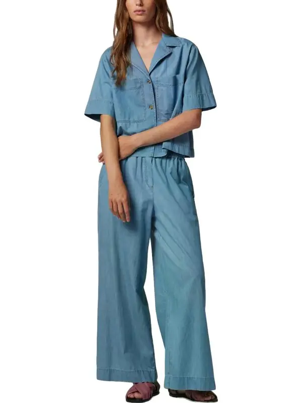 Paul Smith Elasticated Wide Leg Trousers - Blue