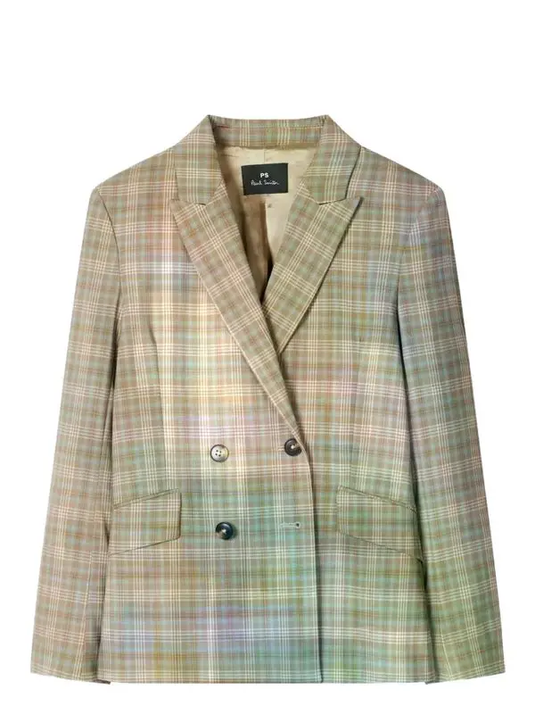 Paul Smith Checked Double-breasted Blazer - Brown