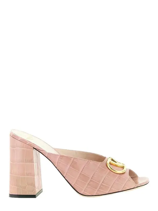 Valentino Garavani Vlogo Crocodile-effect Sandals - Pink