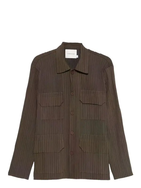GONGDID DESIGN Pocketed Textured Shirt - Brown