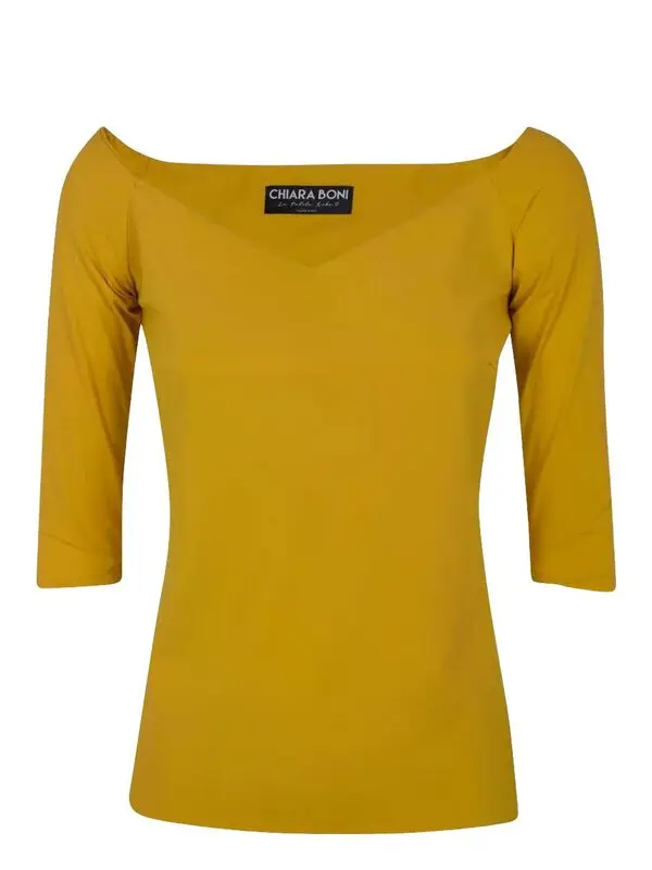 Chiara Boni La Petite Robe V-neck Long-sleeve Top - Yellow