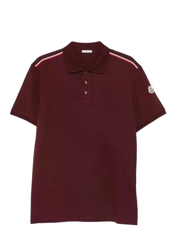 Moncler Tricolour-trim Cotton-piqué Polo Shirt - Red