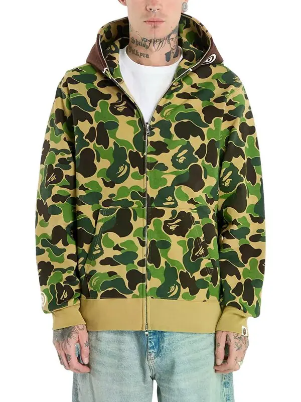 A BATHING APE Camouflage-print Full-zip Hoodie - Green