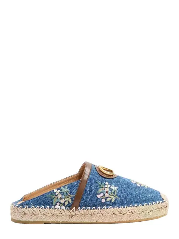 Valentino Garavani Vlogo Signature Mules With Floral Embroidery - Blue