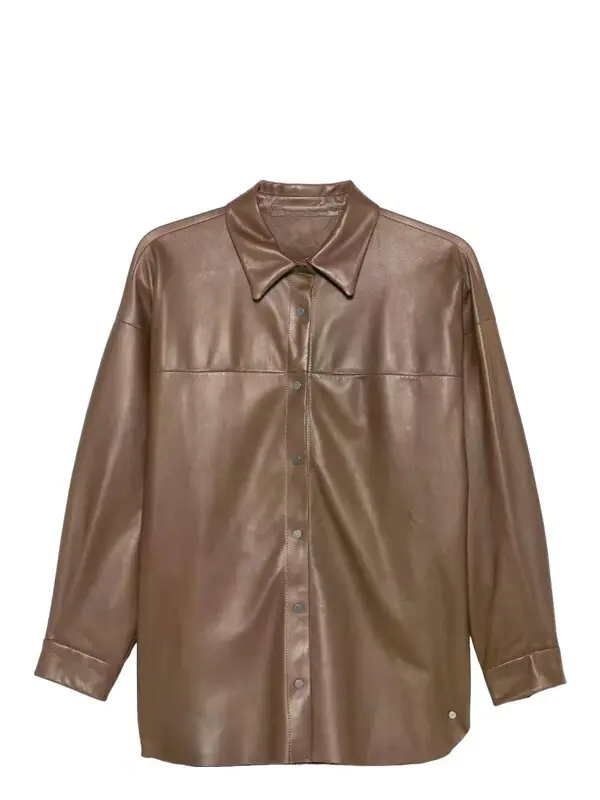 SALVATORE SANTORO Buttoned Leather Jacket - Brown