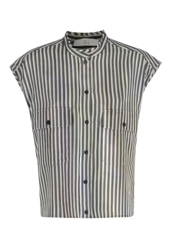 TELA Striped Pocket Shirt - Grey