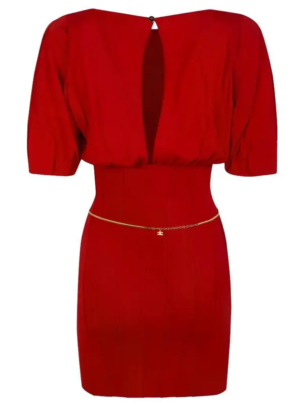 Elisabetta Franchi Belt-detail Mini Dress - Red