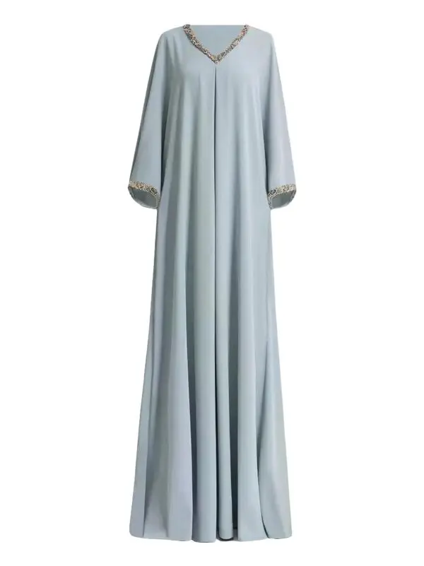 GEMY MAALOUF Beaded V-neckline Maxi Kaftan - Blue