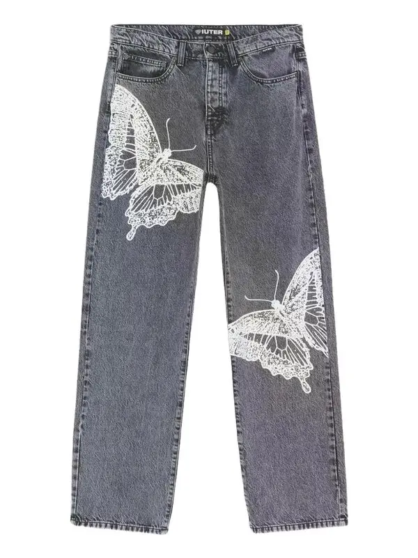IUTER Butterfly Loose Jeans - Grey