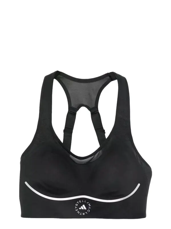 Adidas By Stella McCartney Mesh-panel Sport Bra - Black