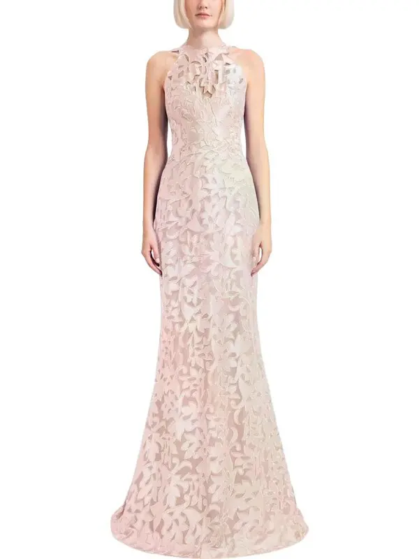 GEMY MAALOUF Floral Satin Maxi Dress - Pink