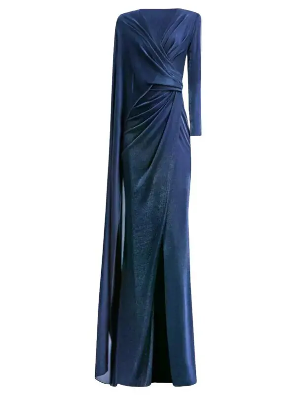 GEMY MAALOUF Draped Cape-sleeve Maxi Dress - Blue