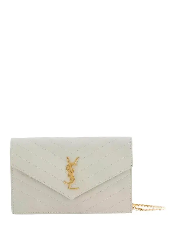Saint Laurent Cassandre Envelope Chain Bag - Neutrals