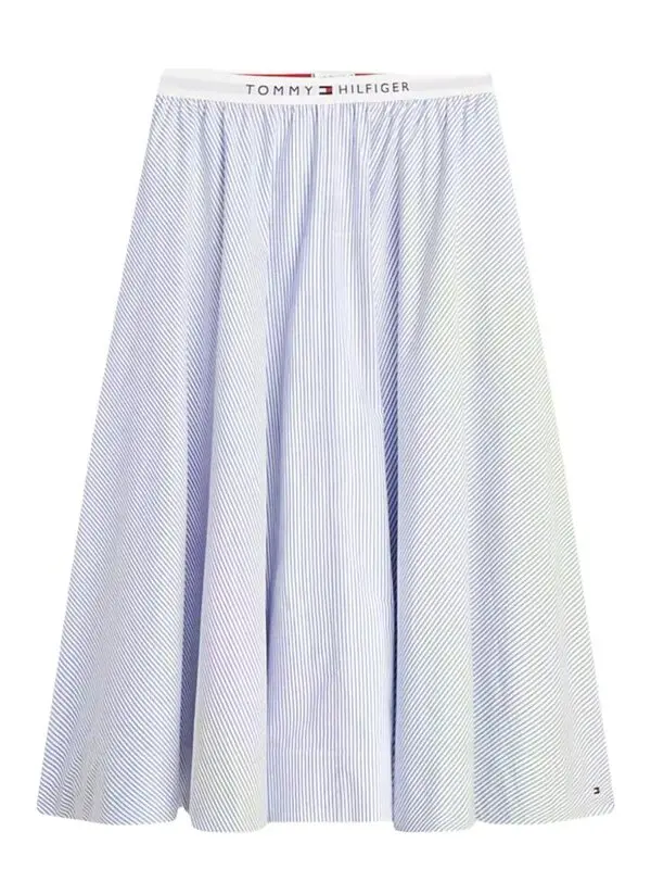 Tommy Hilfiger Striped A-line Midi Skirt - White