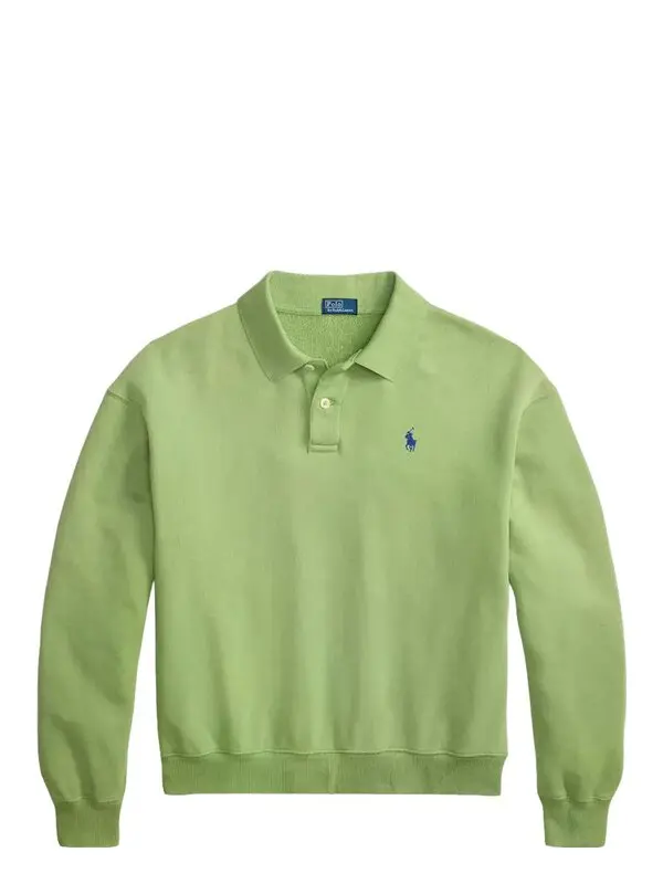 Polo Ralph Lauren Embroidered Pony Collar Fleece Polo Shirt - Green