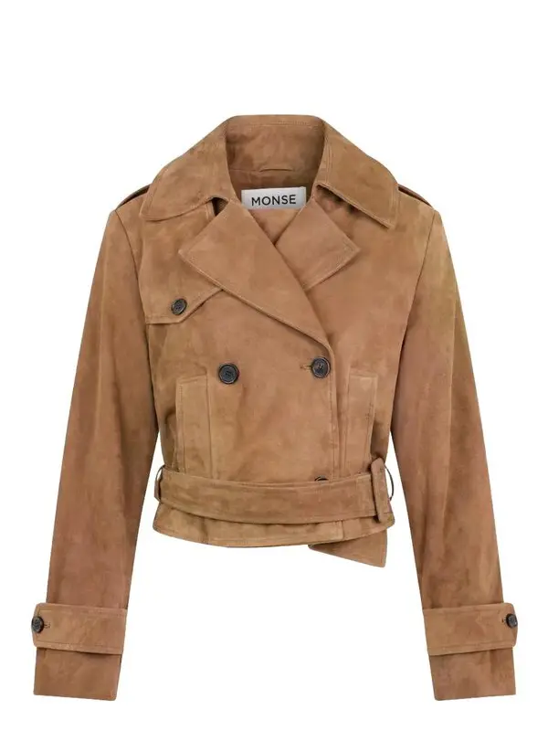 Monse Double-breasted Suede Jacket - Brown