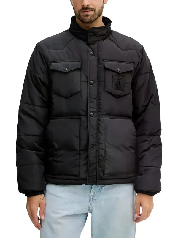 Just Cavalli Logo-embroidered Padded Jacket - Black