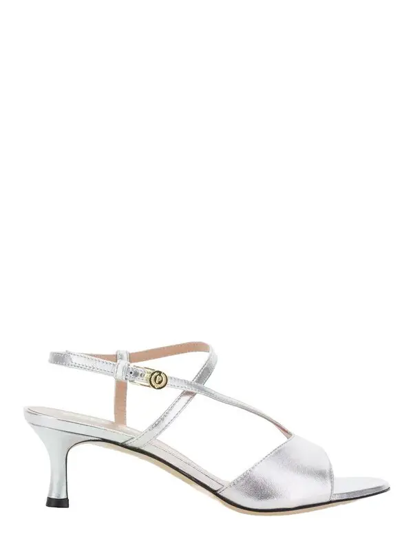 POLLINI Strappy Buckle Sandals - Silver