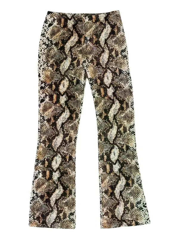 Callipygian Snake-print Flared Trousers - Brown
