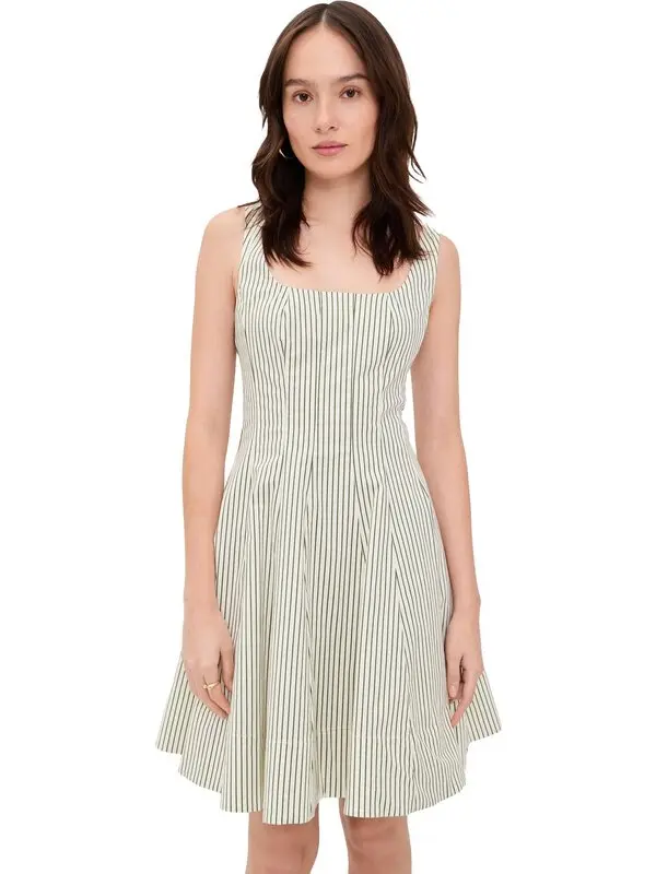 Staud Wells Mini Dress - Chive Stripe