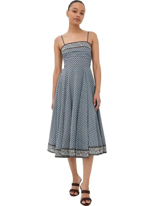 Veronica Beard Lana Seersucker Midi Dress - Blue Jay Multi