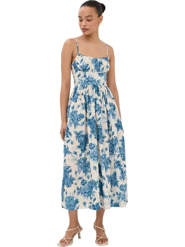 Cara Cara Alba Midi Dress - Tossed Floral Blue