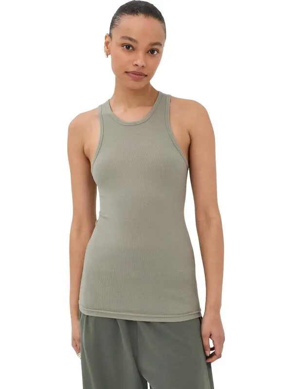 Tibi Circular Fine Rib Tank - Pumice Grey