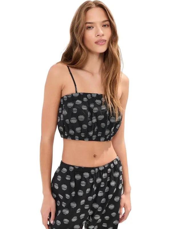 LE BOP Camille Jacquard Crop Top - Black/white