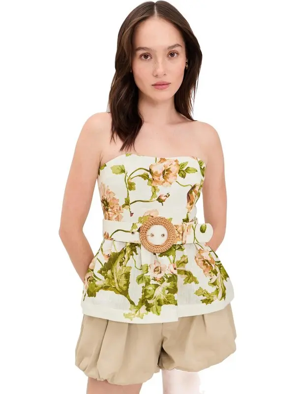 Cara Cara Tilda Floral Print Top - Lockwood Flora Egret