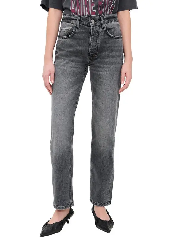 ANINE BING Mid-weight Denim Jeans - Washed Grey