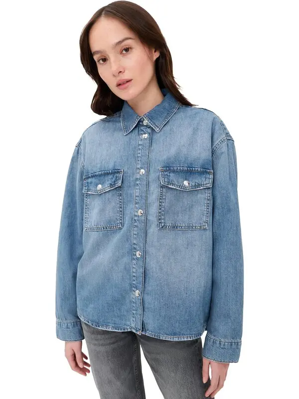 ANINE BING Paxton Denim Shirt - Tidal Blue