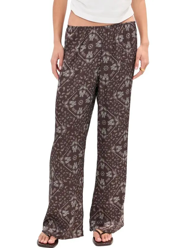 LE BOP Ellie Bandana Print Pants - Brown Bandana