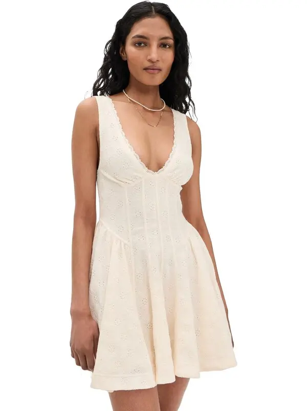 Free People Can't Help It Mini Dress - Champagne Sugar Comb