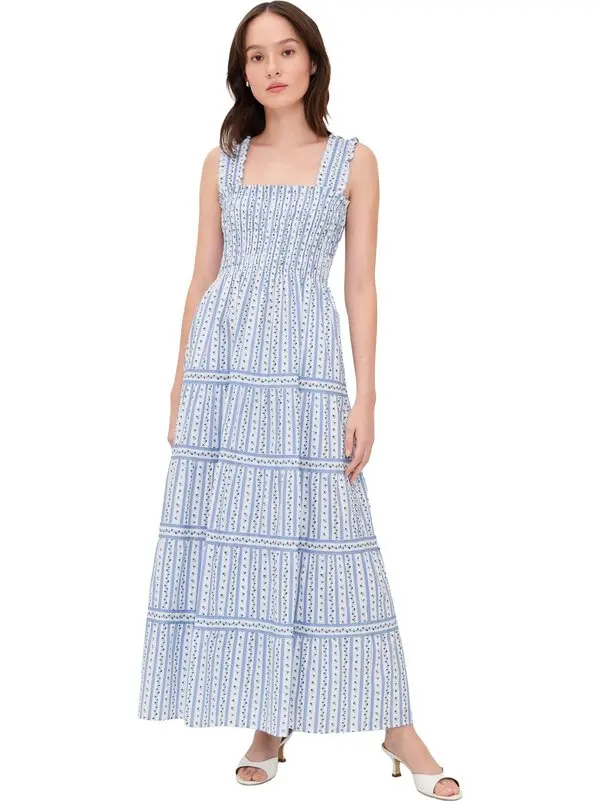 Hill House Home The Kimmy Maxi Dress - Petal Stripe Blue