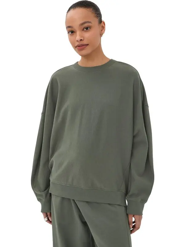 Tibi Lightweight French Terry Sweatshirt - Olive
