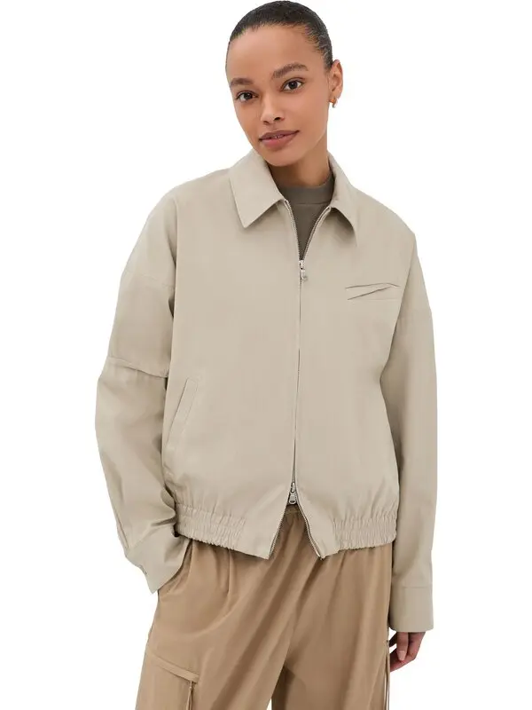 Tibi Twill Bomber Jacket - Taupe
