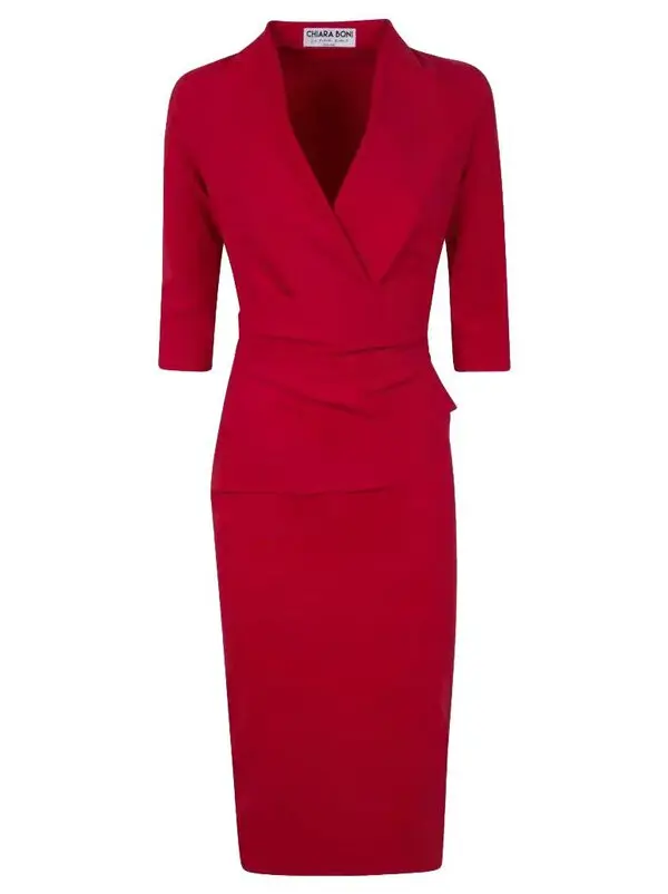 Chiara Boni La Petite Robe V-neck Pencil Skirt Dress - Red