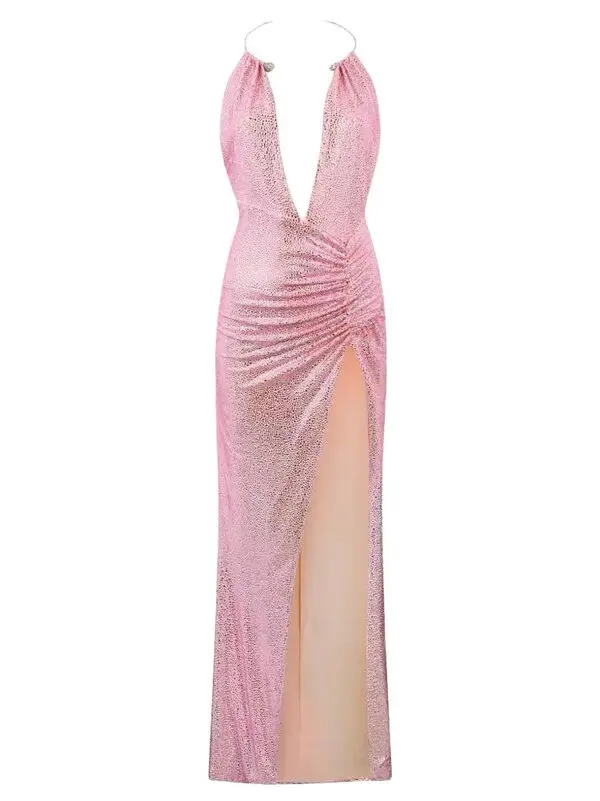 Philipp Plein Piercing Strass Maxi Dress - Pink